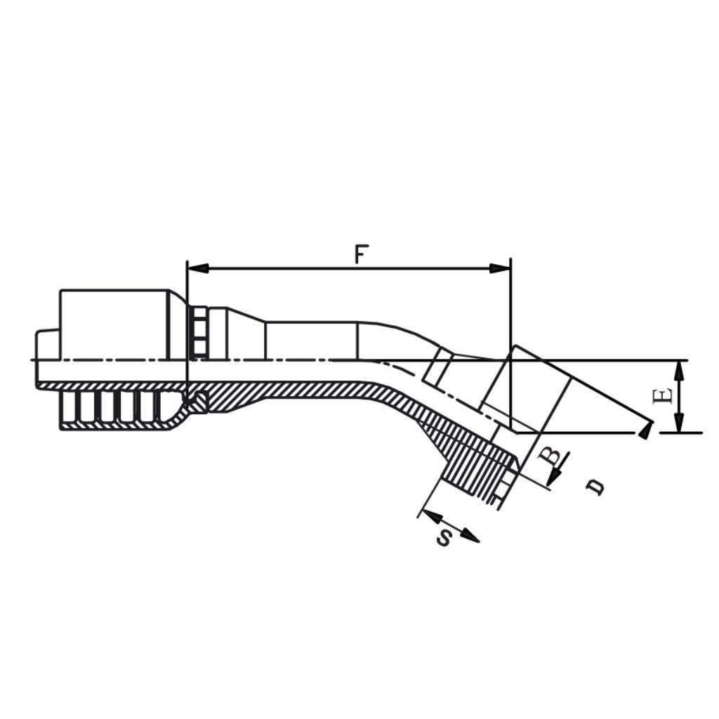 Nuvo, Flange Insert, 3/4 in Female Flange, 3/4 in Crimp, -12 Hose Dash ...
